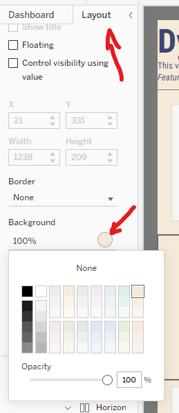Idea: Same options for Dashboard Background Color, to layout option ...