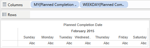Creating a Tableau calendar from project data.