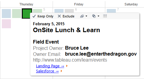 Creating a Tableau calendar from project data.