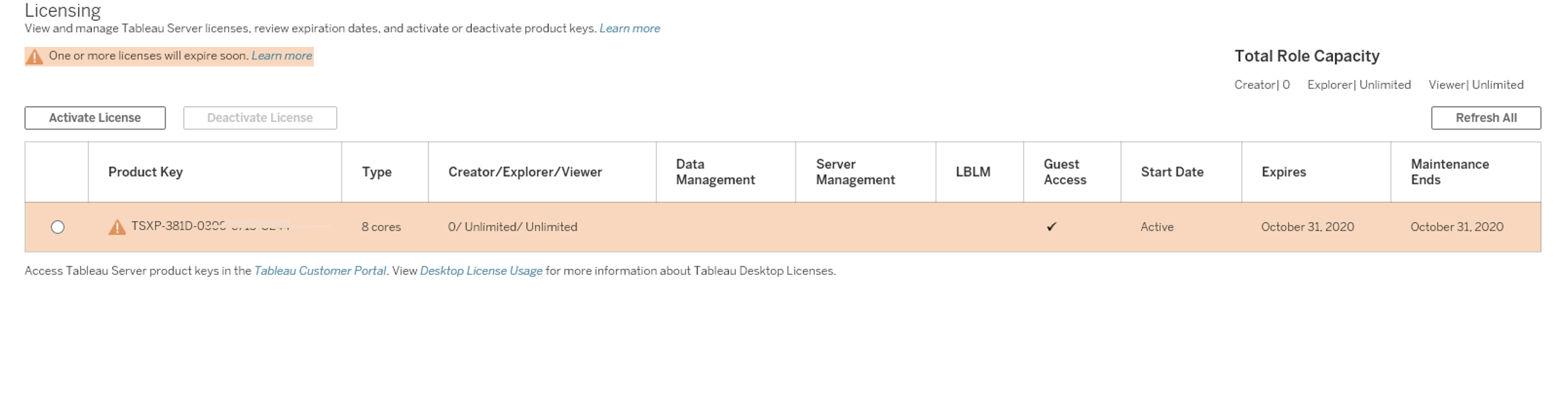 Product Behavior when Updating or Refreshing a Tableau Product Key or ...