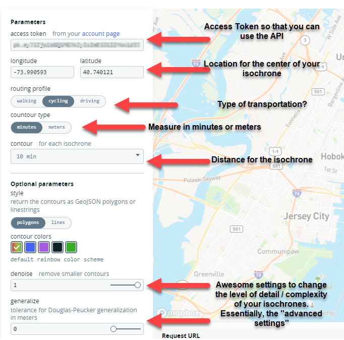 Travel time isochrones with Mapbox