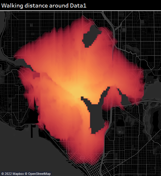 Travel time isochrones with Mapbox