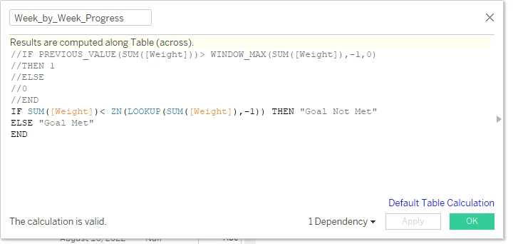 How to compare a day of the week with the same day the previous week?